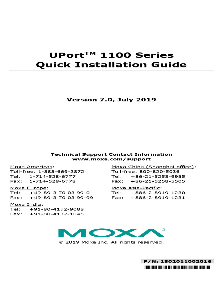 MOXA - UPORT 1110 - Eng - Guide | Download Free PDF | Device Driver | Installation (Computer ...