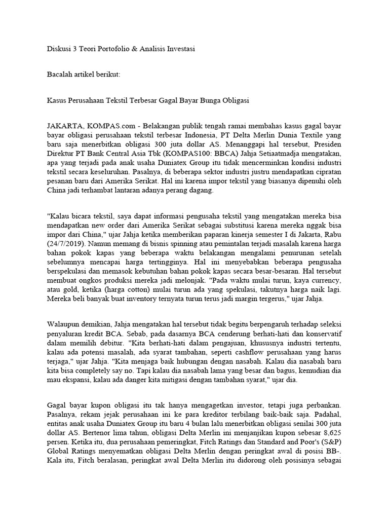 Diskusi 4 Teori Portofolio | PDF