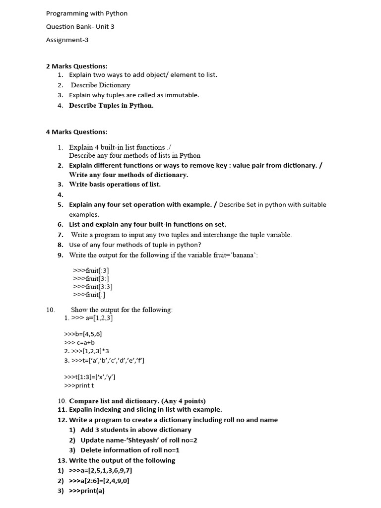 Programming With Python Assignment 3 | PDF Programming With Python Assignment 3 | PDF