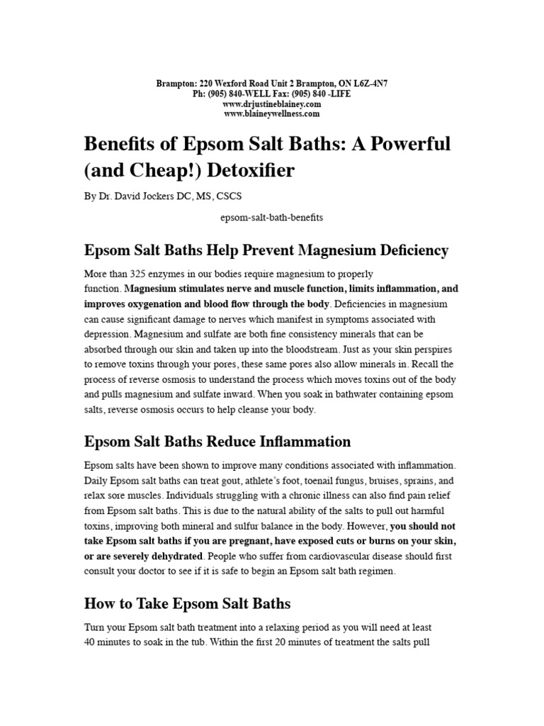 Bene Ts of Epsom Salt ...... | PDF | Diseases And Disorders | Medical Specialties