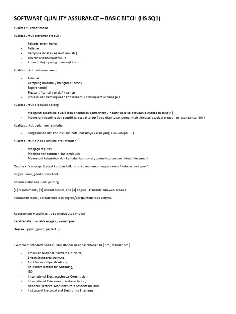 Software Quality Assurance | PDF | Komputer