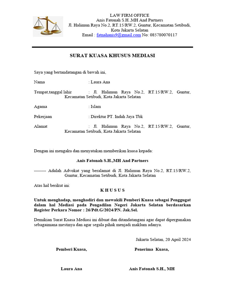 Surat Kuasa Mediasi | PDF