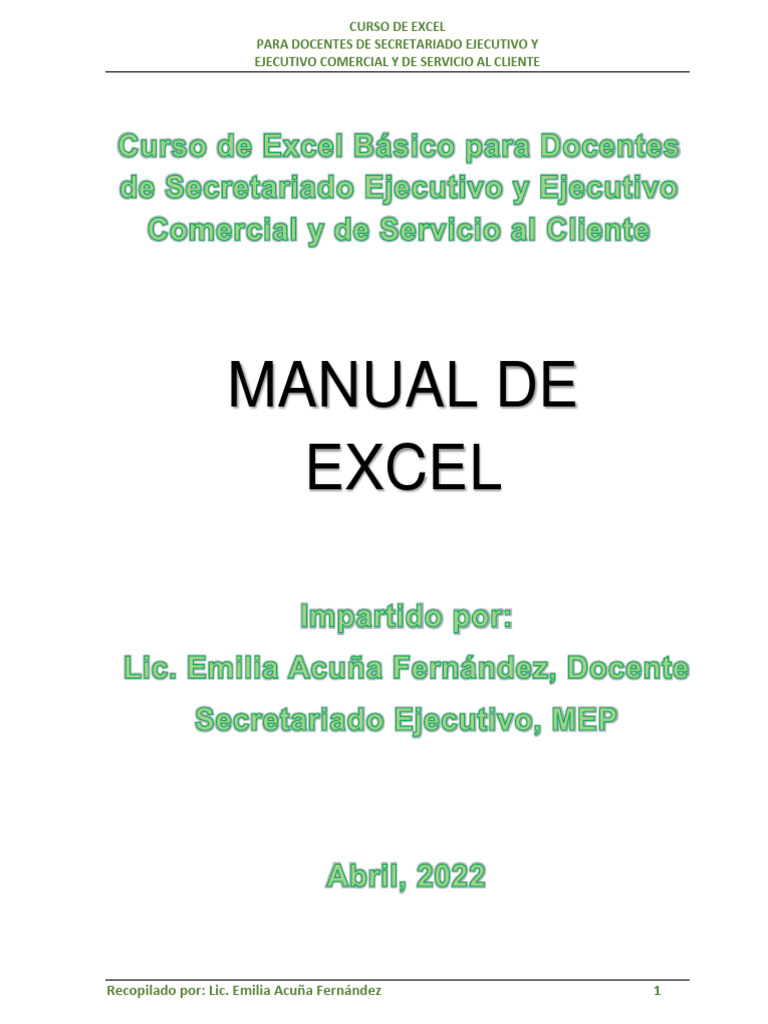 Manual de Excel | PDF | Microsoft Excel | Hoja de cálculo