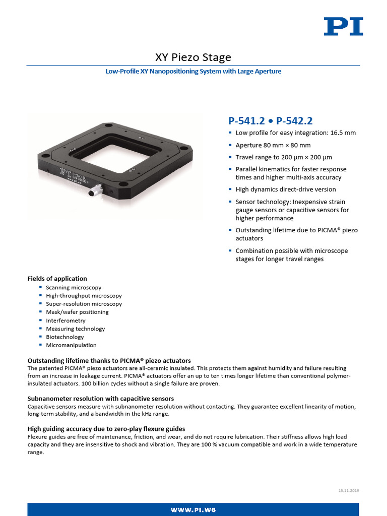 P 541.2DD Datasheet | PDF | Actuator | Piezoelectricity