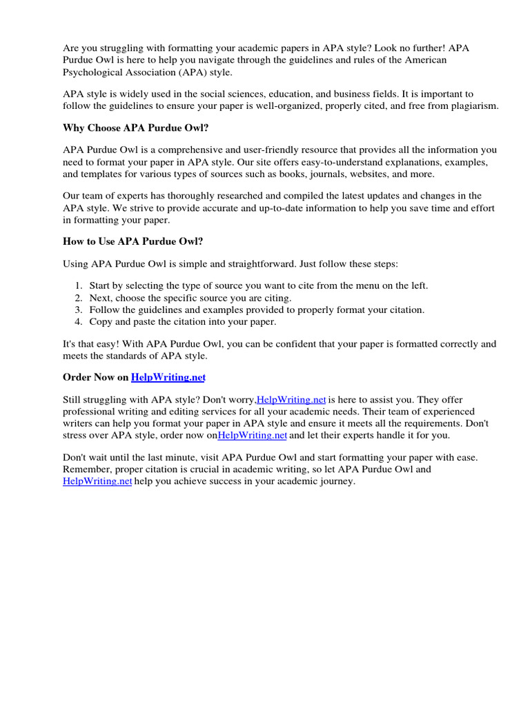 Apa Purdue Owl | PDF | Apa Style | Citation