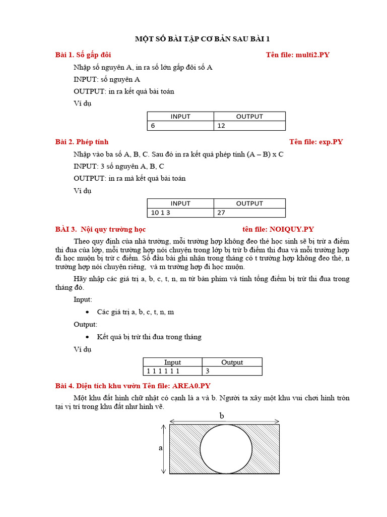 2.2. Cac Bai Tap Co Ban Ve Nhap Va in Du Lieu | PDF