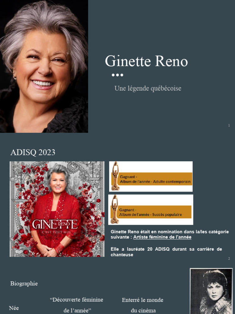 Ginette Reno - Presentation | PDF | Albums | Enregistrement de son