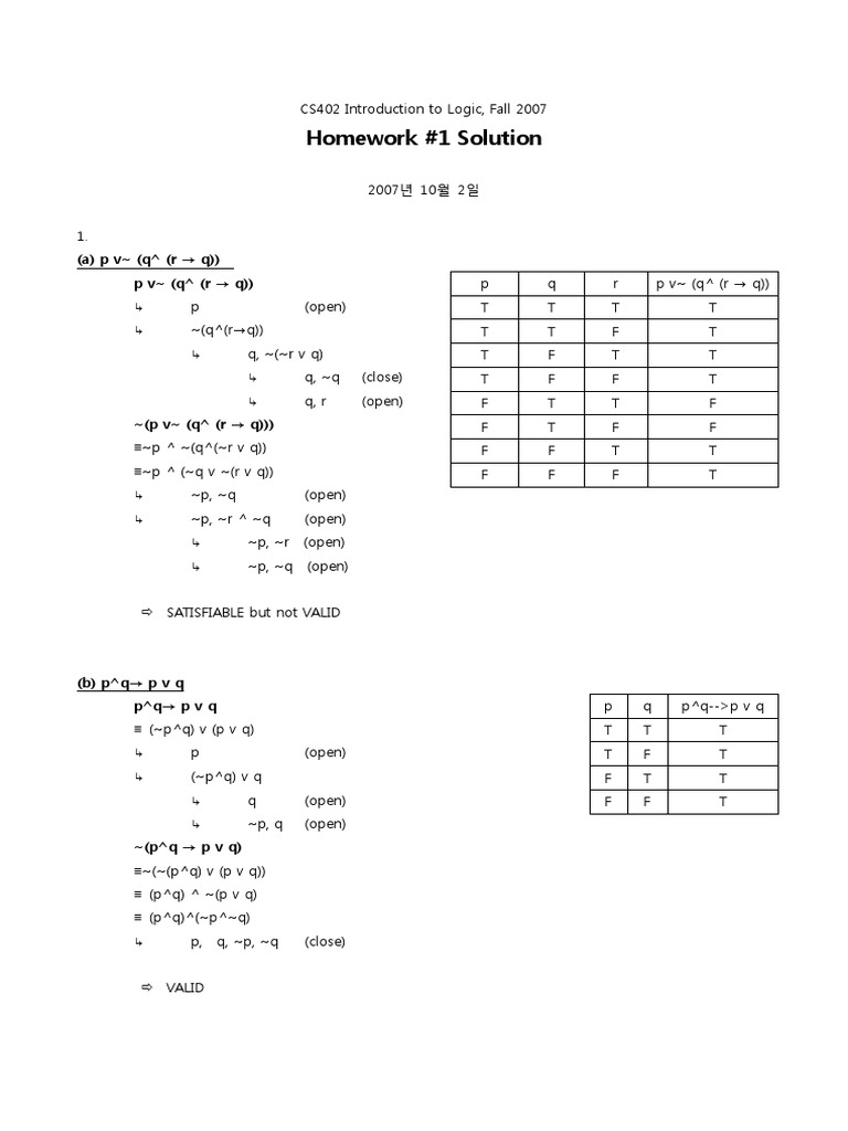 Sol 1 | Download Free PDF | Mathematics | Mathematical Logic