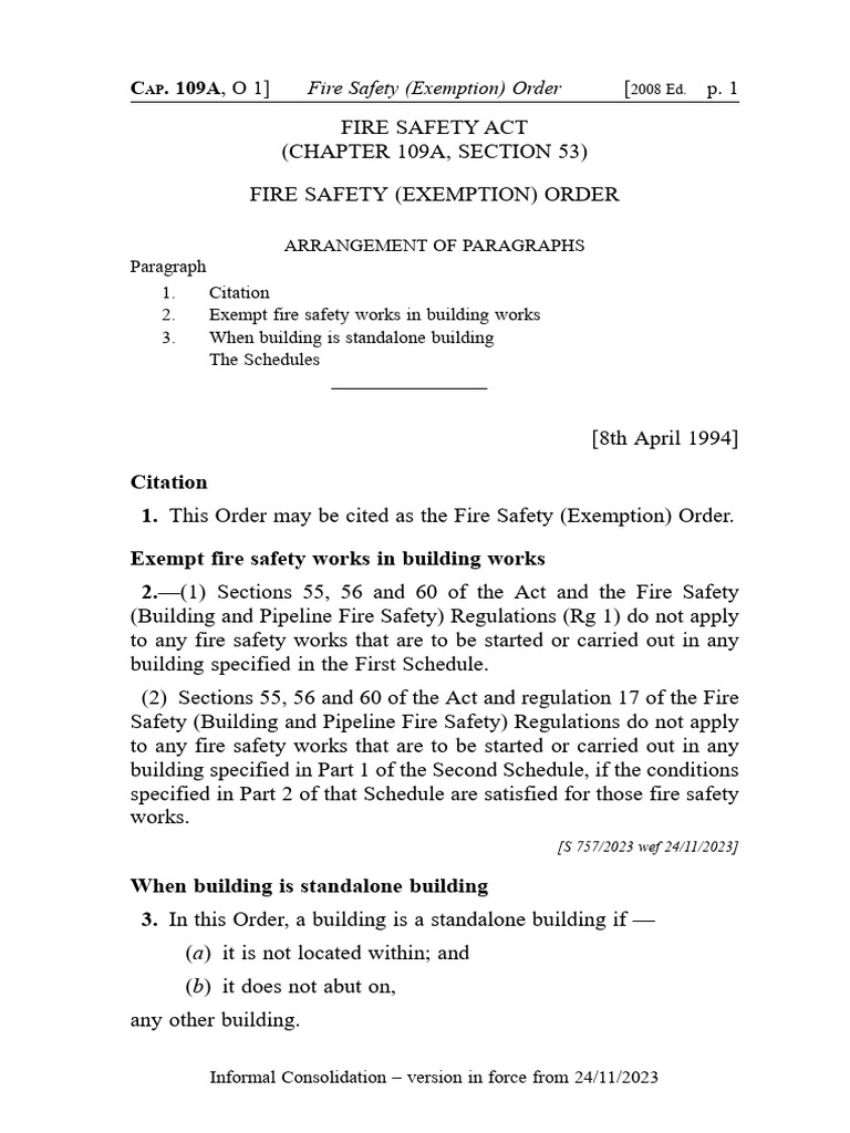 Fire Safety Exemption Order Overview | PDF