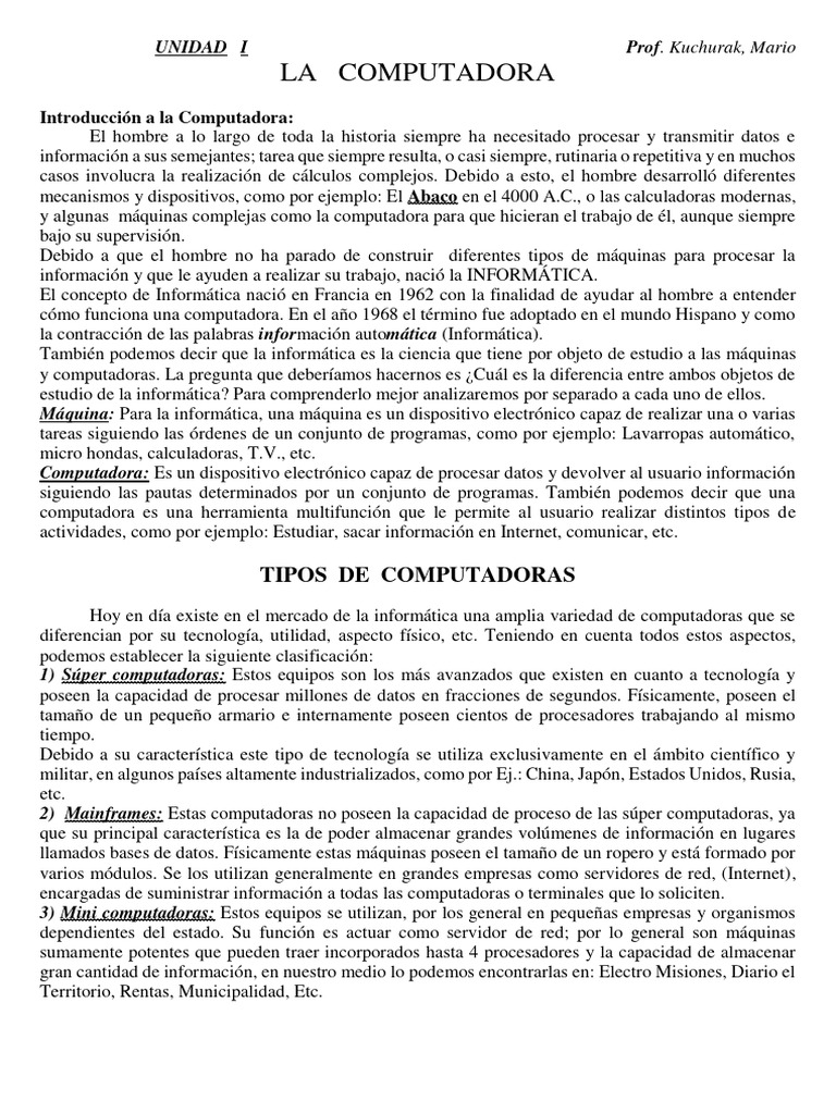 Historia de La Computadoras | PDF | Informática | Ordenador portátil