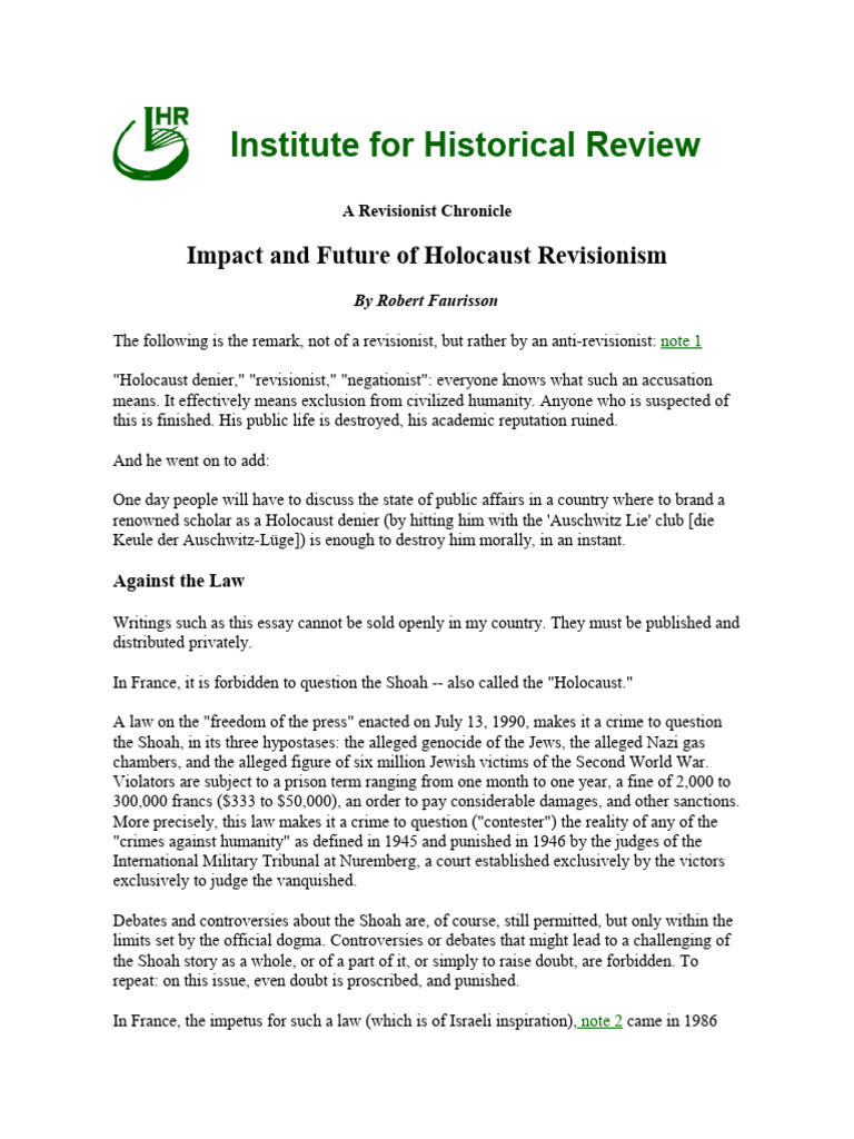 Impact and Future of Historical Revisionism | PDF | The Holocaust