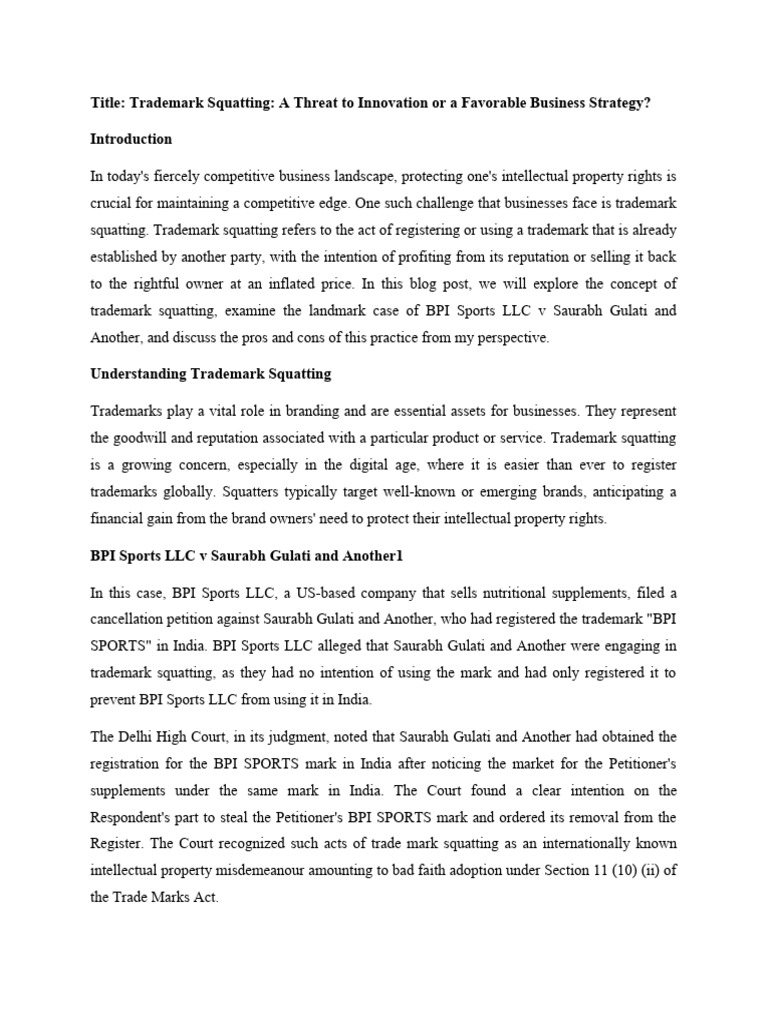 TradeMark Squatting | PDF | Trademark | Brand