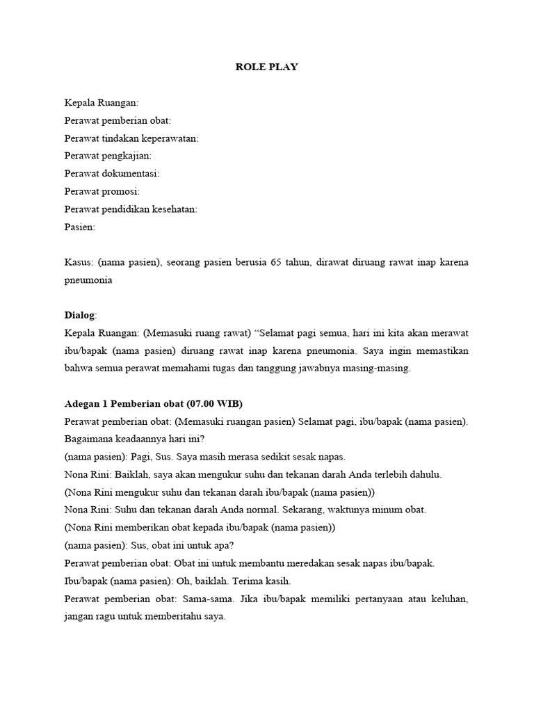 ROLE PLAY Metode Fungsional Kasus Pneumonia | PDF | Pengembangan Diri | Kesehatan Holistik