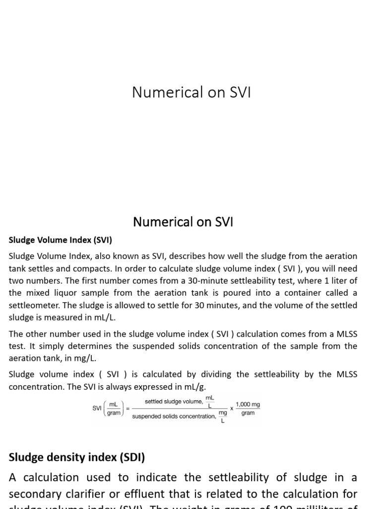Numerical On SVI | PDF | Environmental Issues With Water | Hydraulic ...