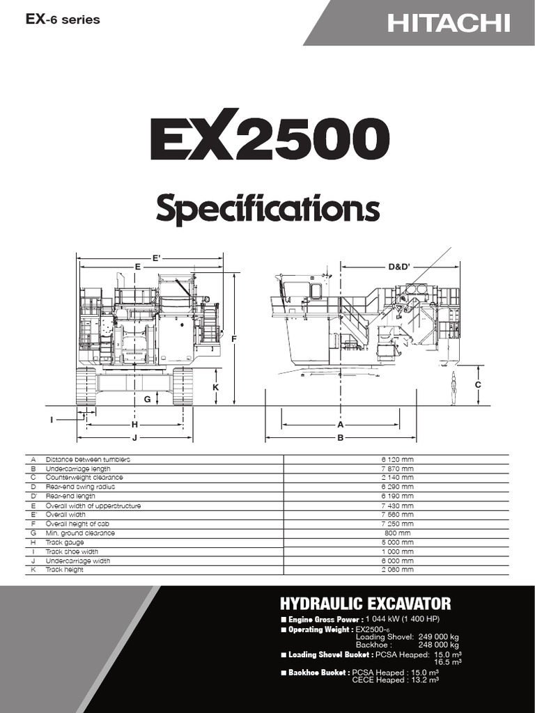 Excavator Hitachi EX2500 | PDF | Pump | Engines