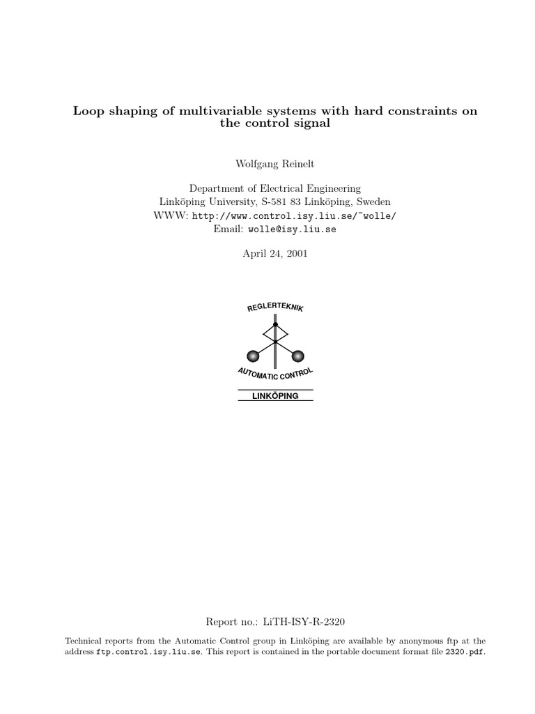 Loop Shaping For Multivariables | Download Free PDF | Control Theory | Function (Mathematics)