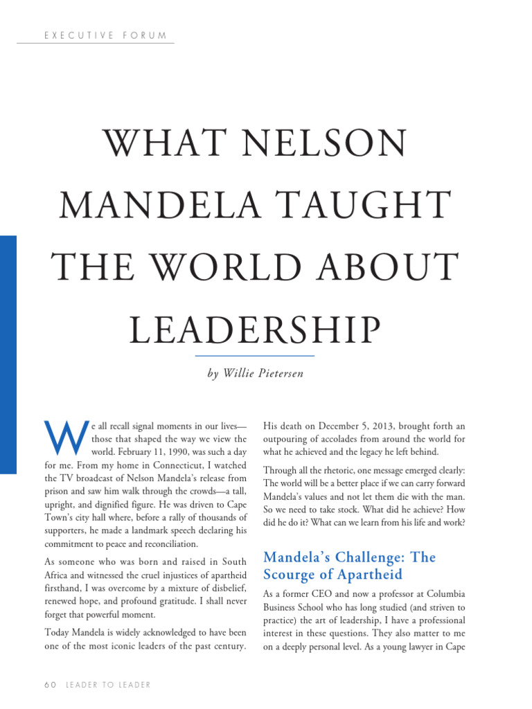 Lessons from Mandela's Leadership | PDF | Nelson Mandela | Apartheid