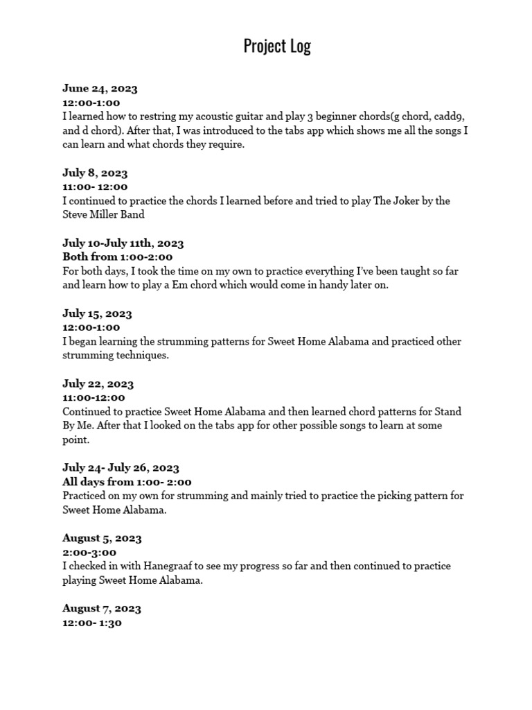 Project Log | PDF | Guitars