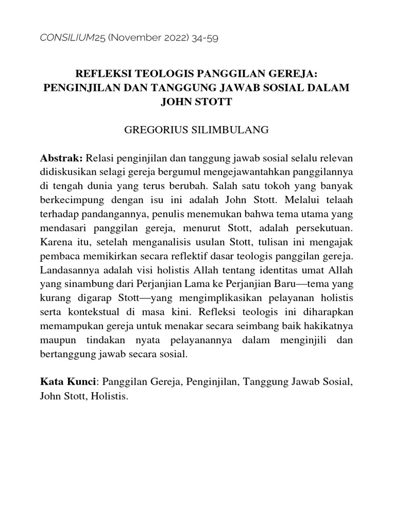 Refleksi Teologis Panggilan Gereja | PDF | Agama & Spiritualitas