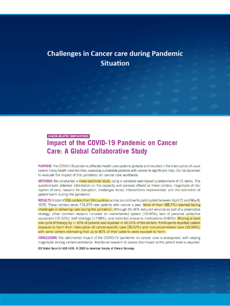 Cancer Care Challenges During COVID-19 | PDF | Cancer | Radiation Therapy