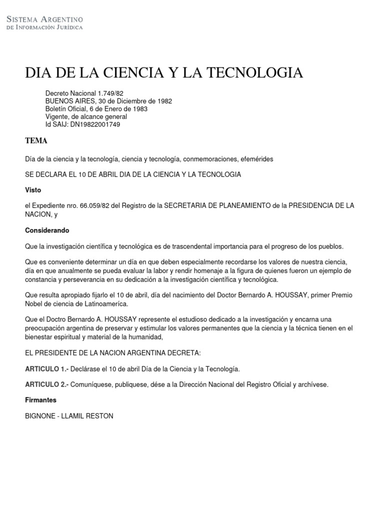 Día de la Ciencia y Tecnología | PDF
