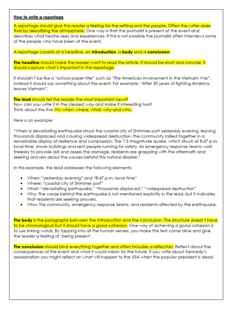 REPORTAGE | PDF | Earthquakes | Journalism