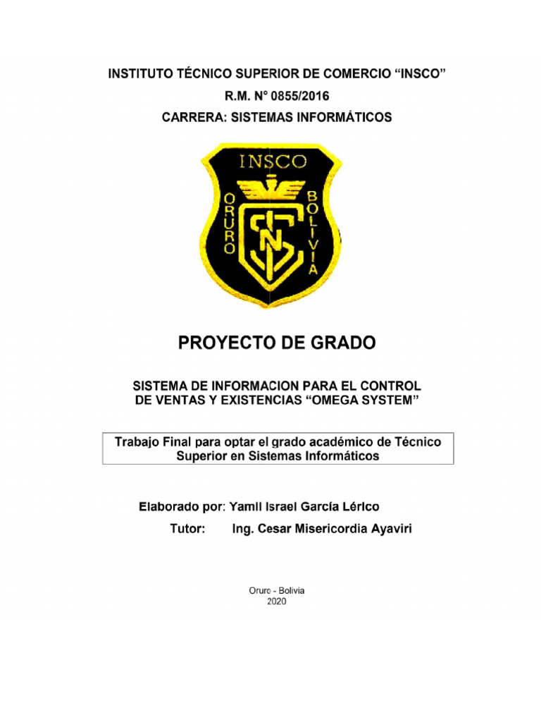 Sistema de Informacion para El - Garcia Lerico Yamil Israel - 42 | PDF