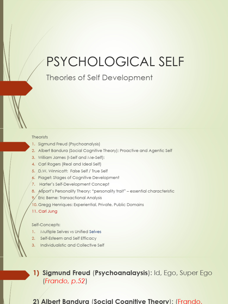 Theories of Psychological Self Development | PDF | Self | Self Esteem