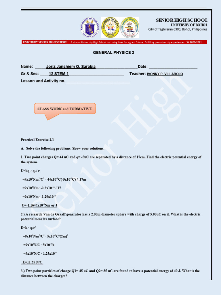 Formative and Summative Template | PDF | Potential Energy | Electricity