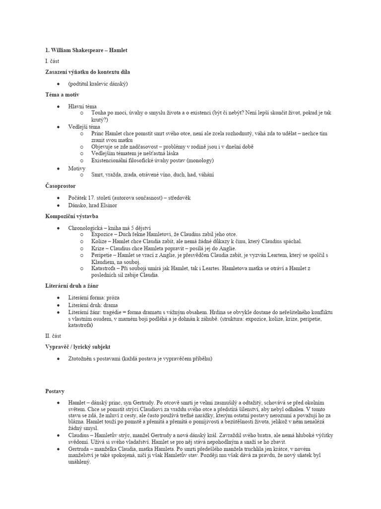 ČJ Rozbor - Hamlet | PDF