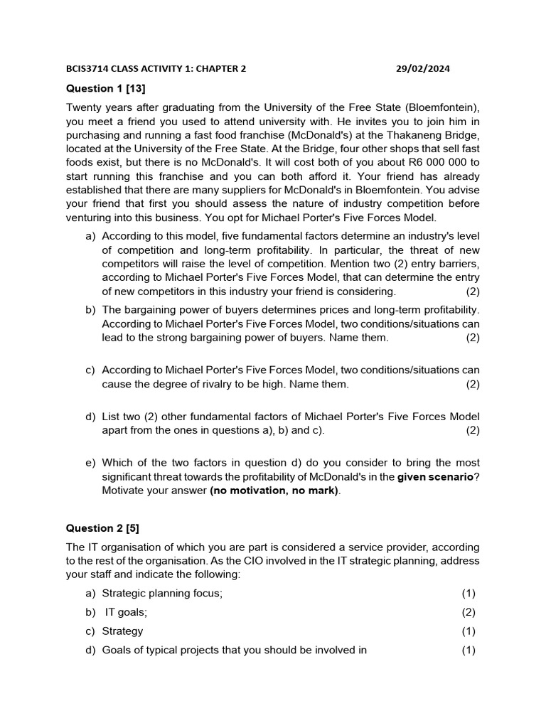 Bcis3714 Class Activity 1 | PDF | Private Sector | Economies