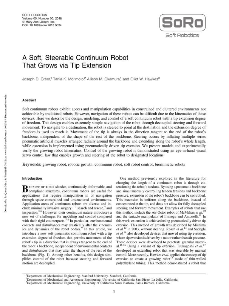 2018-Joseph D. Greer-A Soft, Steerable Continuum Robot That Grows Via Tip Extension | PDF ...