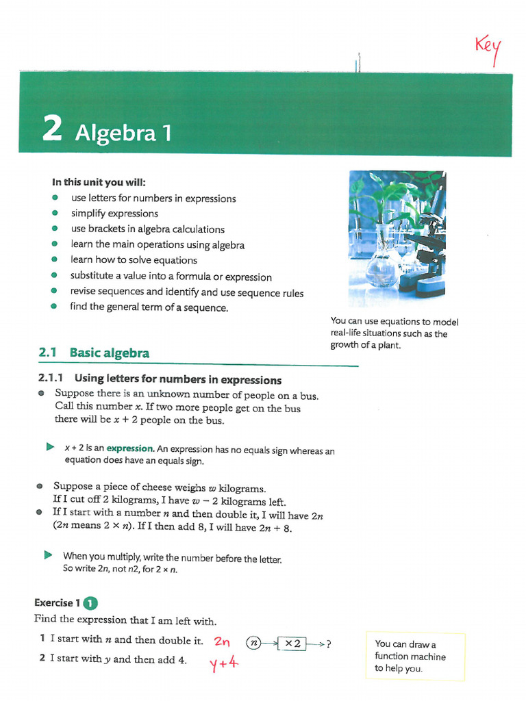 3 Algebra (Key) | PDF