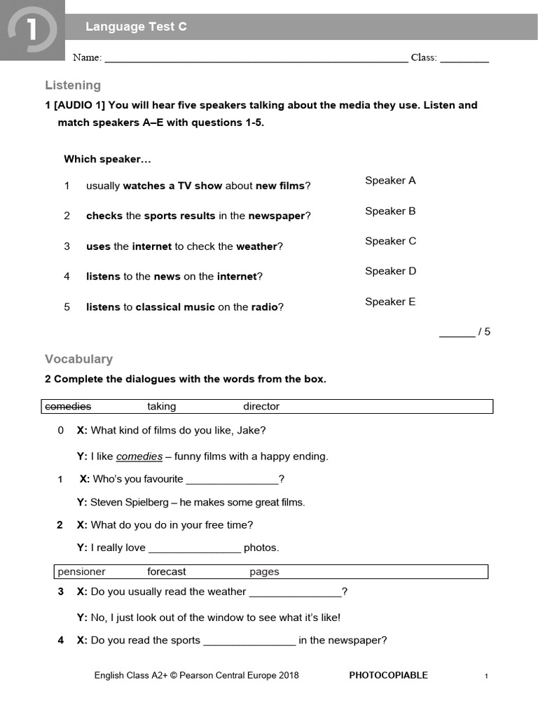 ECA2+ - Tests - Language Test 1C - 2018 | PDF | Internet | Human ...