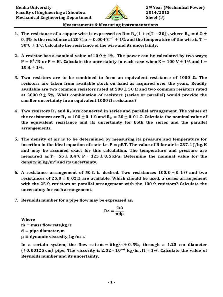 Air Density Calculation and Uncertainty | PDF | Electrical Resistance ...