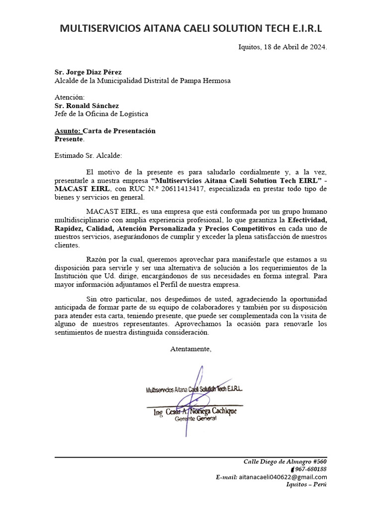 Presentación de Multiservicios MACAST EIRL | PDF | Business | Inalámbrico