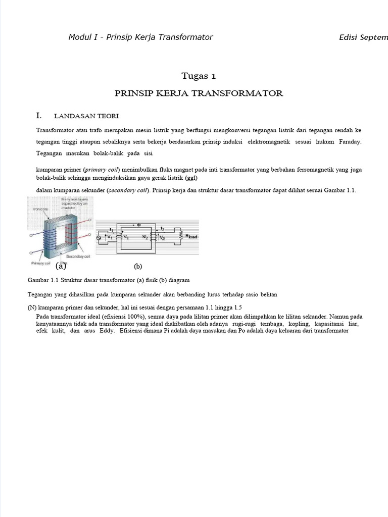 PDF Modul 1 Prinsip Kerja Transformator | PDF | Metode & Bahan Ajar | Sains & Matematika