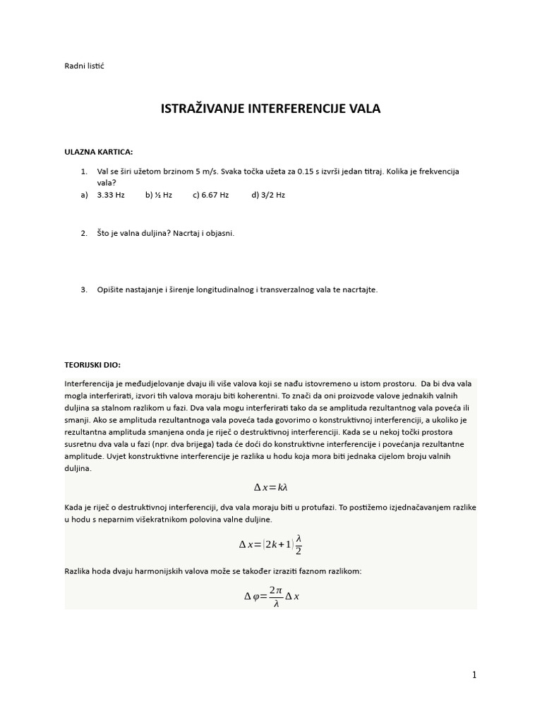 Istraživanje Interferencije Vala - Sremac I Jukić | PDF