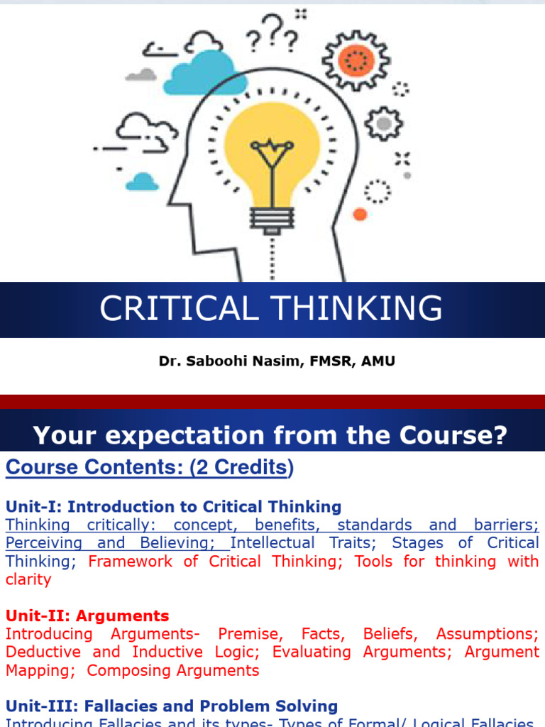 Critical Thinking Course Overview | PDF | Critical Thinking | Thought