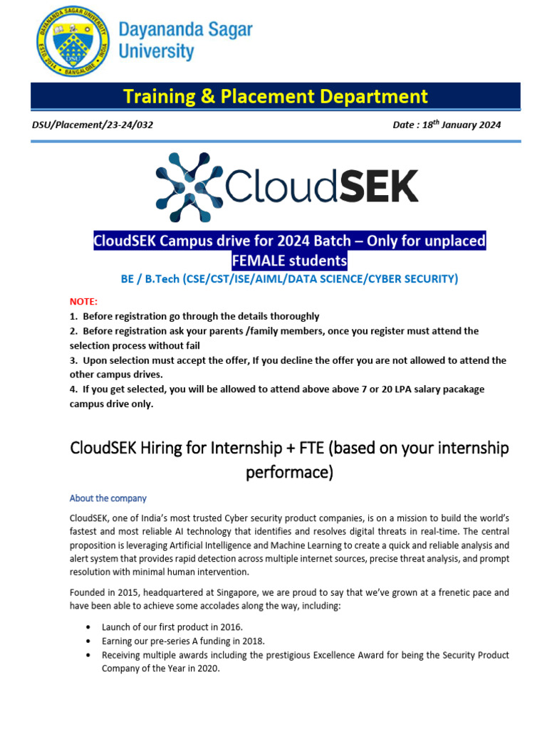 CloudSEK Campus Drive 2024 | PDF | Computer Security | Security