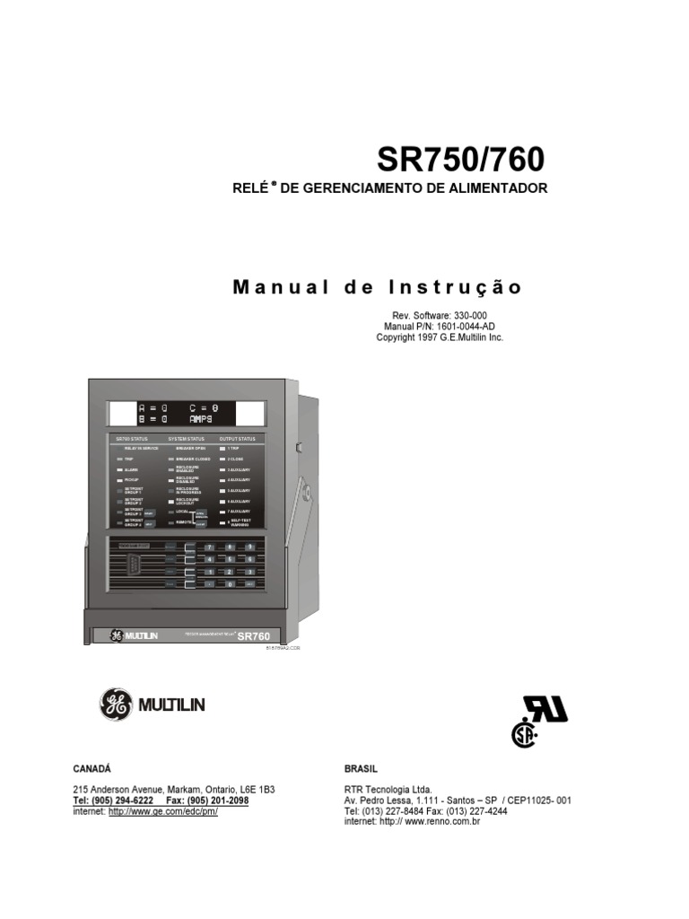 SR750 Manual | PDF | Relé | Microprocessador