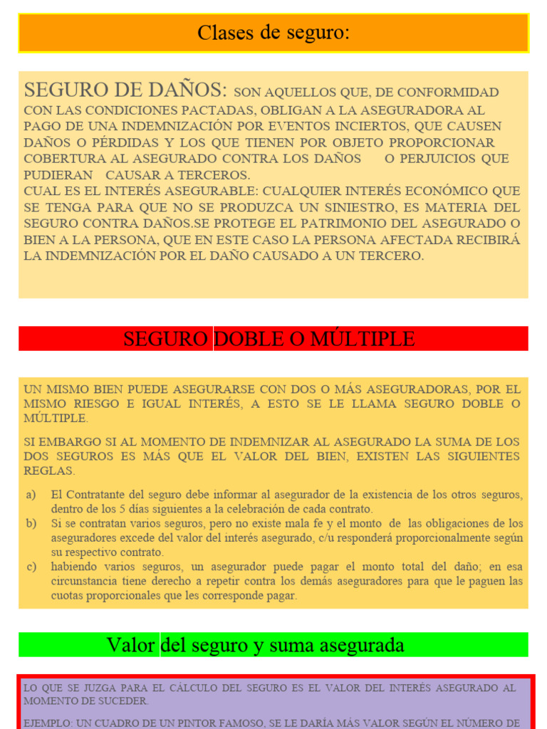 Clases de Seguro | PDF | Póliza de seguros | Seguro