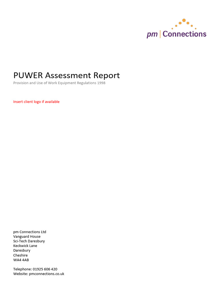 PUWER Assessment Template 2020 | Download Free PDF | Occupational ...