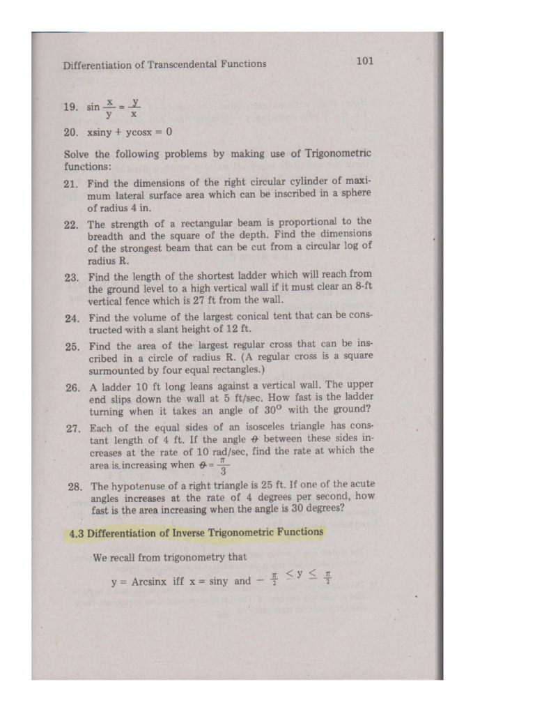 Differentiation of Inverse Trigo - Function | PDF
