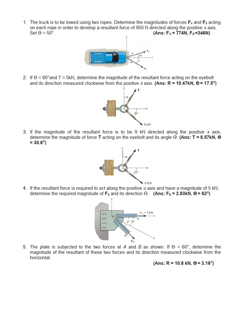 Resultant Force Calculations in MEC111 | PDF | Mechanics | Classical ...
