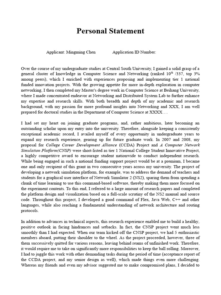Personal Statement Final | Download Free PDF | Computer Network | Routing