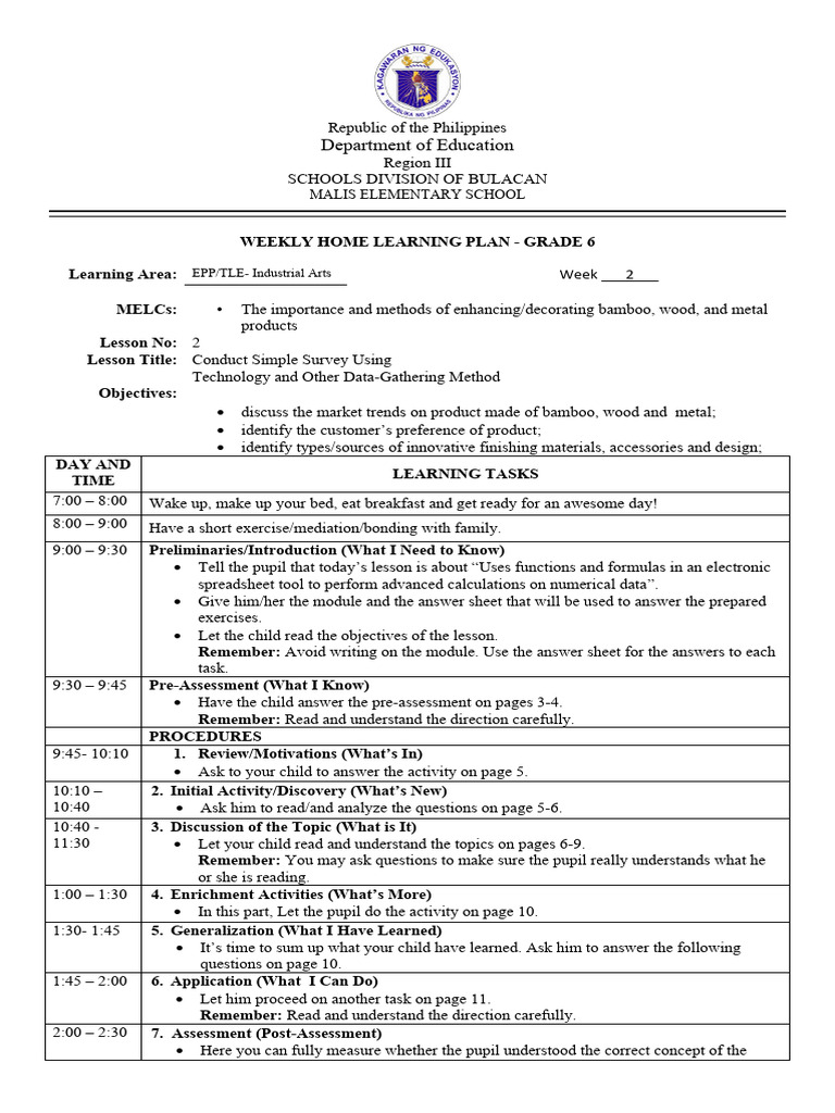 WHLP Q4 Epp6 M2 Ia | Download Free PDF | Cognitive Science | Behavior Modification