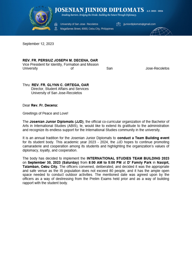 ISTB - Activity Letter | PDF