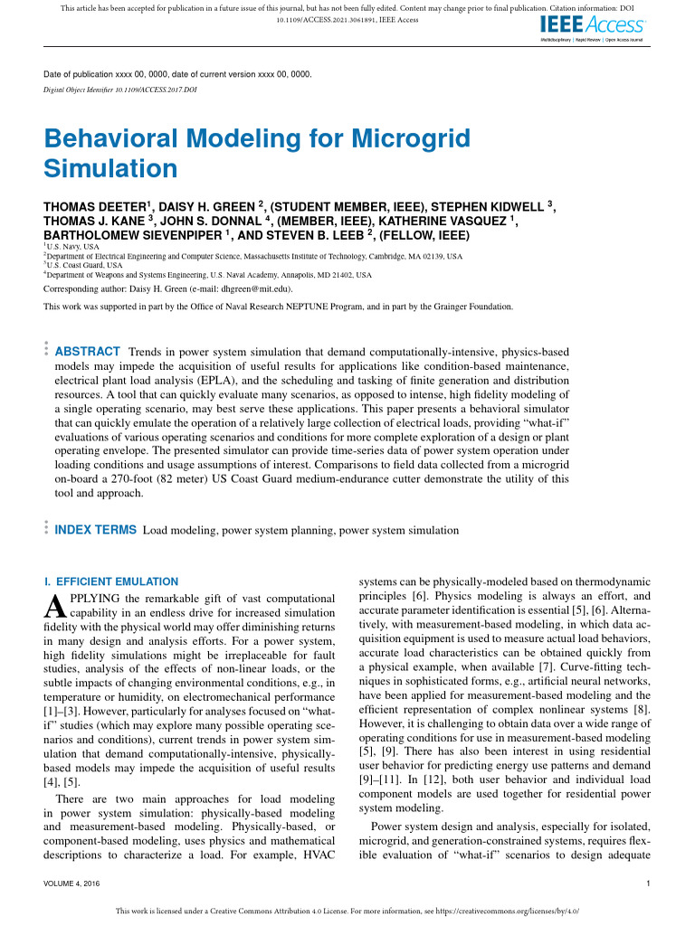 Behavioral Modeling For Microgrid Simulation | PDF | Databases | Simulation