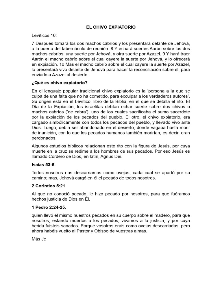 El Origen del Chivo Expiatorio | PDF | Libros para adolescentes